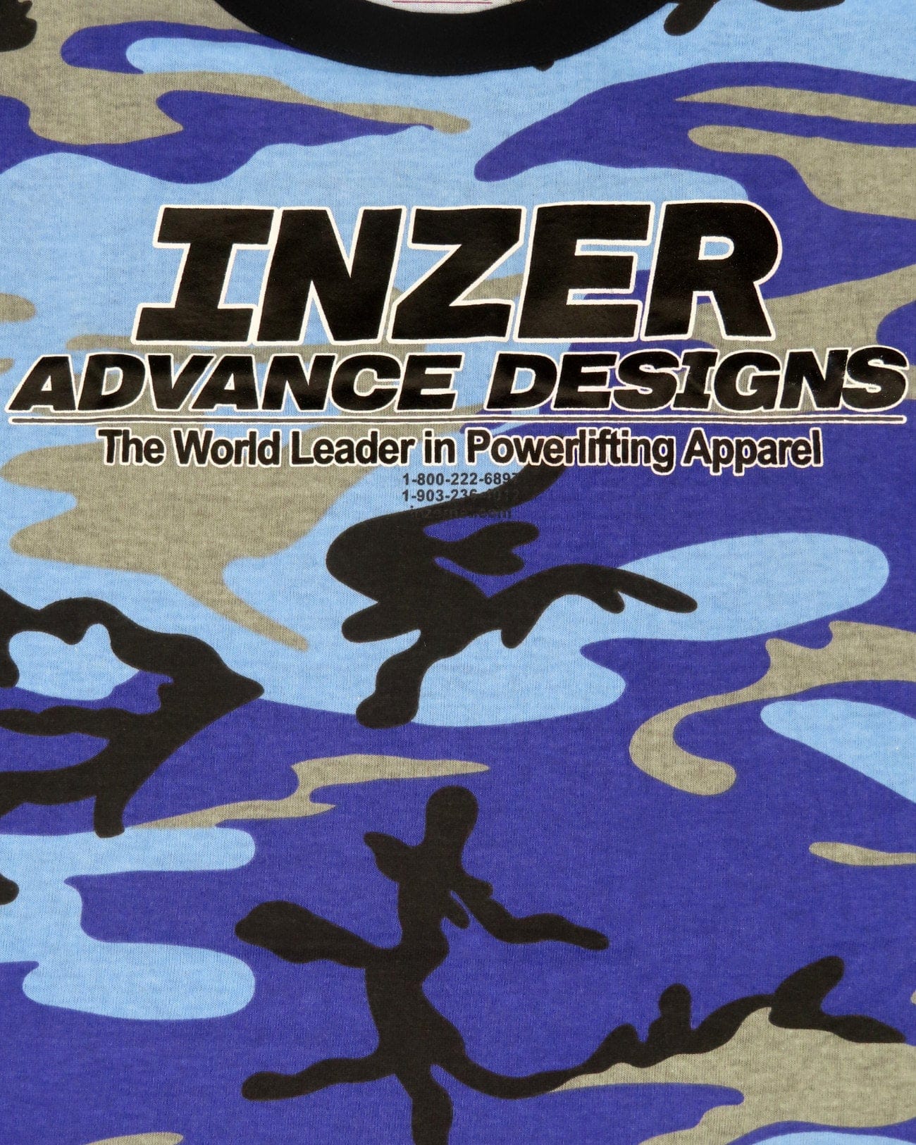 Inzer Logo Blue Camo, Powerlifting T-shirt – Inzer Advance Designs